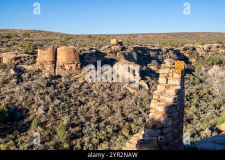 View of Twin Towers and Rimrock House at Hovenweep National Monument, a ...