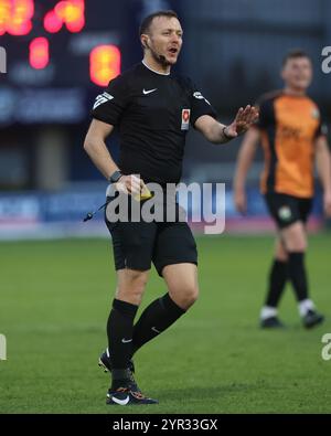 Match referee Aaron Bannister during the Vanarama National League match ...