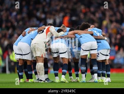 Manchester City pre-match huddle Stock Photo - Alamy