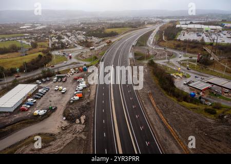 Aerial view of the construction of the new A465 Dual Carriageway at ...