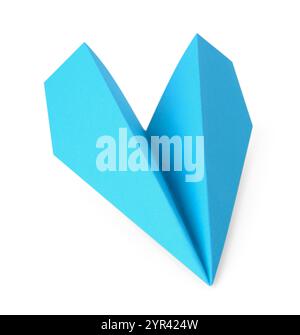 One handmade light blue paper plane isolated on white Stock Photo - Alamy