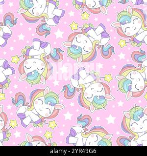 Doodle unicorn pattern for textile design. Animal cartoon. Ditsy print ...