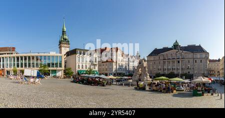 A picture of the Cabbage Market Square of Brno, with the Cathedral of ...