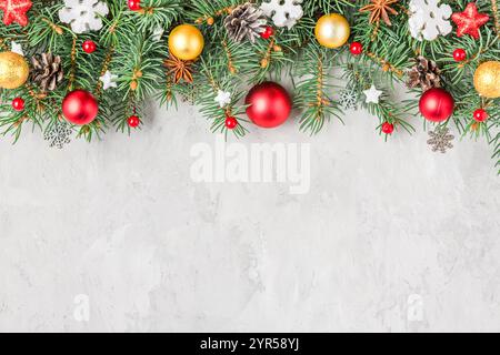 Golden christmas decorations on concrete Stock Photo - Alamy