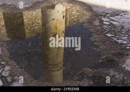 Puddle of water in the Municipal Square, Castelo Branco, Portugal Stock ...