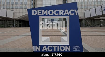 Democracy in action, entrance to the Altiero Spinelli building ...