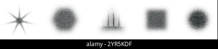 Bitmap radial gradient texture. Black and white dither circle pattern ...