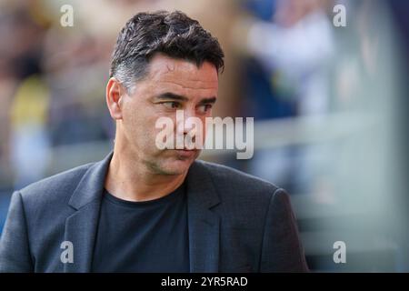 Miguel Angel "Michel" Sanchez, head coach of Girona FC, looks on during the Spanish League ...