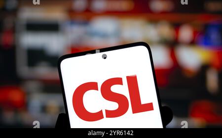 CSL logo is displayed on smartphone. CSL Limited is an Australian ...