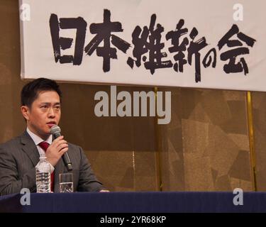Hirofumi Yoshimura, Leader of Japan Innovation Party (JIP), speaks ...
