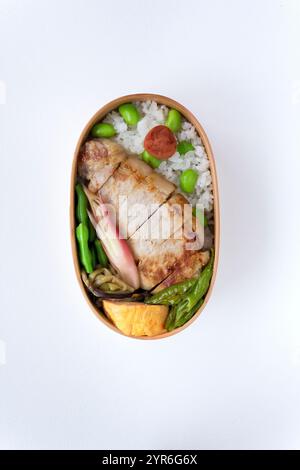 Bento box of salt malt fried pork Stock Photo - Alamy