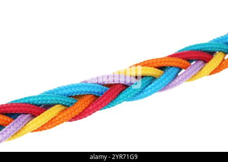 Braided colorful ropes isolated on white. Unity concept Stock Photo - Alamy