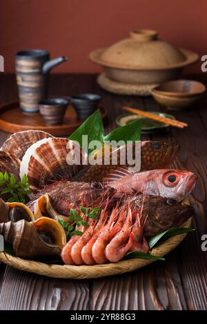 Hokkai fresh fish and sake Stock Photo - Alamy