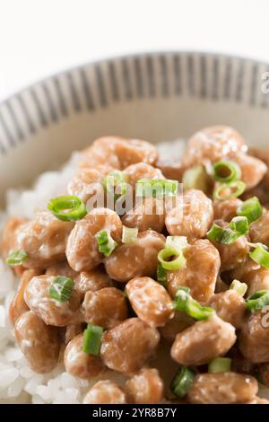 Rice and natto Stock Photo - Alamy