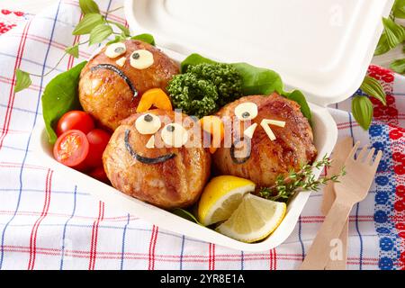 Three brothers meat-rolled rice balls Stock Photo - Alamy