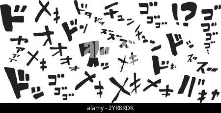 Japanese manga text words with anime emphasis font katakana motion ...