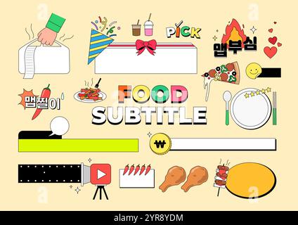 Trending entertainment vlog YouTube subtitle design collection Stock ...