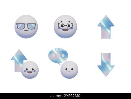 Metallic mobile emoticon icon object Stock Photo - Alamy