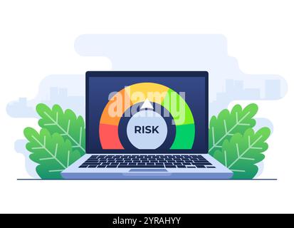Risk management, control and measurement vector illustration. Cartoon ...
