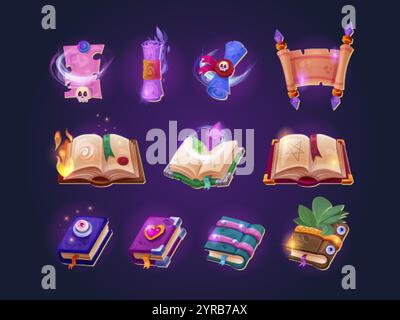 Magic scroll parchments. Witchcraft magical scrolls, sacred scripture ...