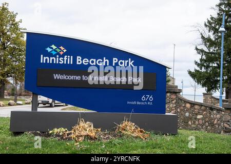 Welcome to Innisfil Beach Park sign in Innisfil, Ontario, Canada Stock ...