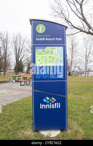 Information map sign at Innisfil Beach Park in Innisfil, Ontario ...