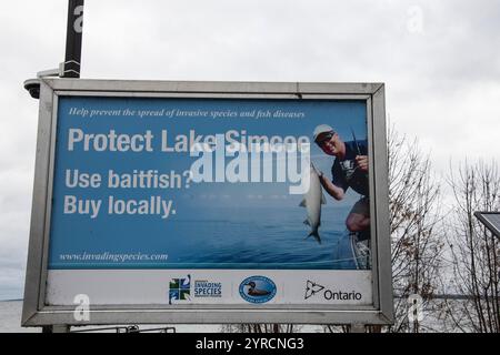 Protect Lake Simcoe sign at the boat launch at Innisfil Beach Park in ...