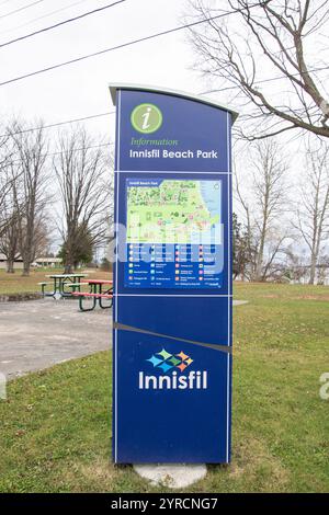 Information map sign at Innisfil Beach Park in Innisfil, Ontario ...