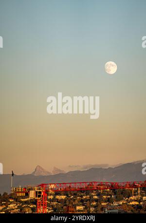 An almost full moon in the winter night sky Stock Photo - Alamy