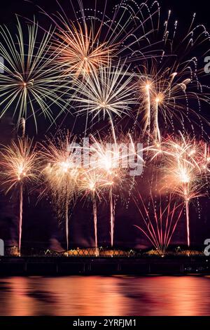 fireworks off Burnett Bridge over Burnett river, New Years Eve ...