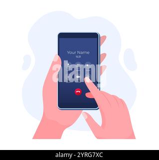 Smartphone call app interface template on a transparent background. Incoming call concept ...