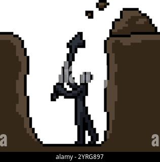 pixel art of man dig hole isolated background Stock Vector Image & Art ...