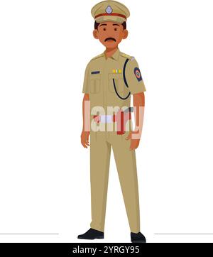 indian police officer front view vector illustration design Stock ...