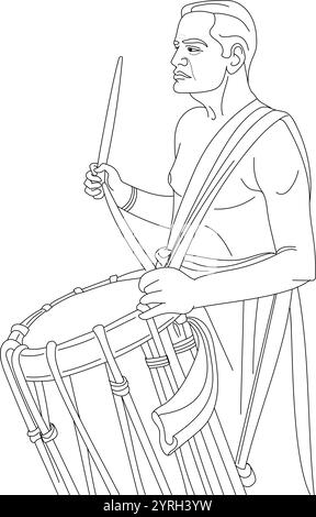 vector illustration of kerala chenda melam performance Stock Vector ...