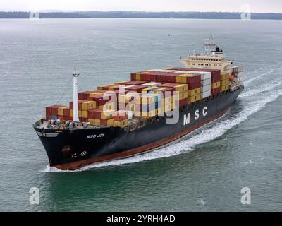 Aerial view of MSC Joy, a feeder container ship operated by the ...