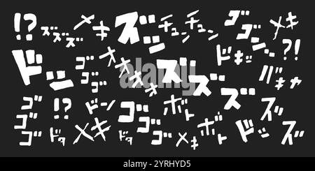 Japanese manga text words with anime emphasis font katakana motion ...
