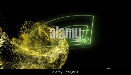 Neural network image with glowing particles over dark background Stock ...