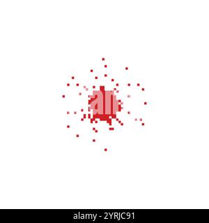 Red blood splatter in pixel art style. Pixelated blood stain with drips ...