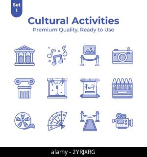 Grab this creatively designed cultural activities icons set, ready to ...