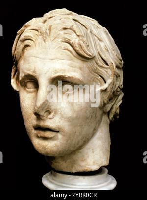 Marble head of Alexander the Great 356-323 BC. Hellenistic Period 2nd ...