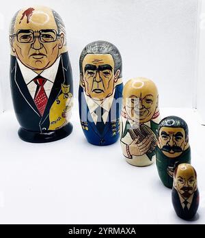 Russian Nest of dolls with Russian and Soviet Leaders: Lenin, Stalin ...