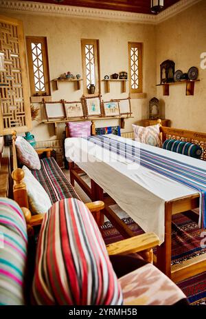 Tables and chairs in the authentic room at cafe in Samarkand Eternal ...