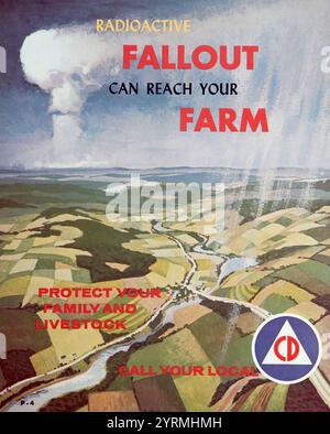 American Cold War era warning poster for nuclear radiation. 1965 Stock ...