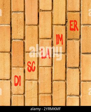 Disclaimer symbol. Concept word Disclaimer on beautiful white marble ...