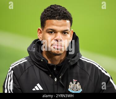 William Osula of Newcastle United arrives ahead of the Carabao Cup ...