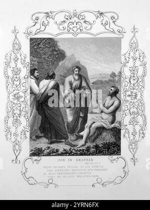 Steel Engraving of Engraving of Job's Friends Eliphaz, Bildad and ...