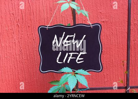 New life symbol. Concept words New life on black chalk background ...