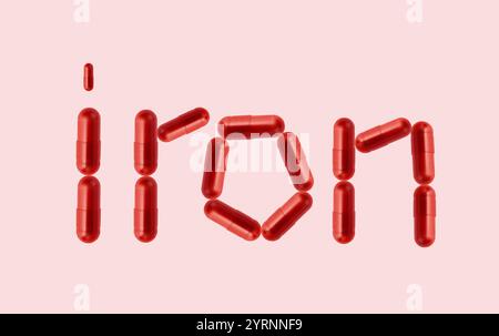Creative idea for iron anemia concept. Supplement of ferritin in red ...