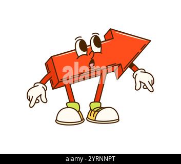 Cartoon groovy math geometric arrow figure. Isolated vector quirky ...