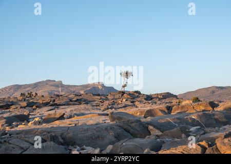 Spectacular view of Omans Grand Canyon, located in Jebel Shams mountain ...